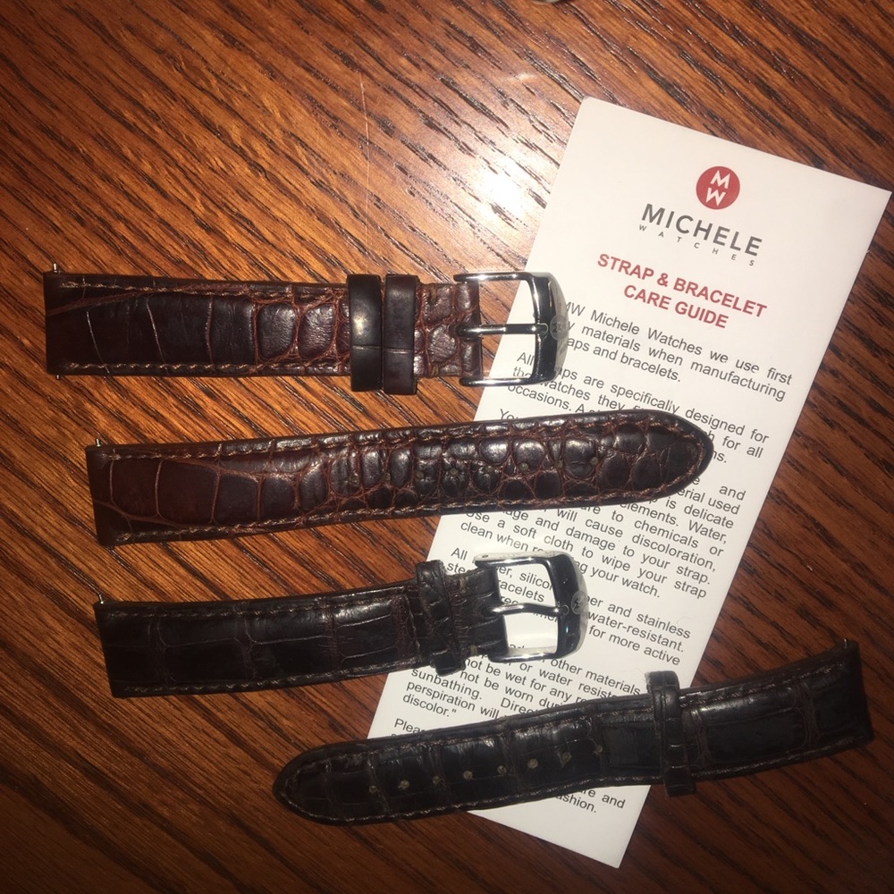 Authentic Genuine Alligator Michele Watch Bands - Gem